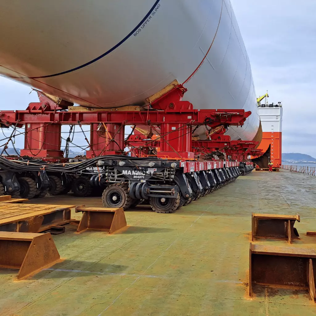 14 XXL monopiles readied for installation with efficient movements and specialized equipment ...