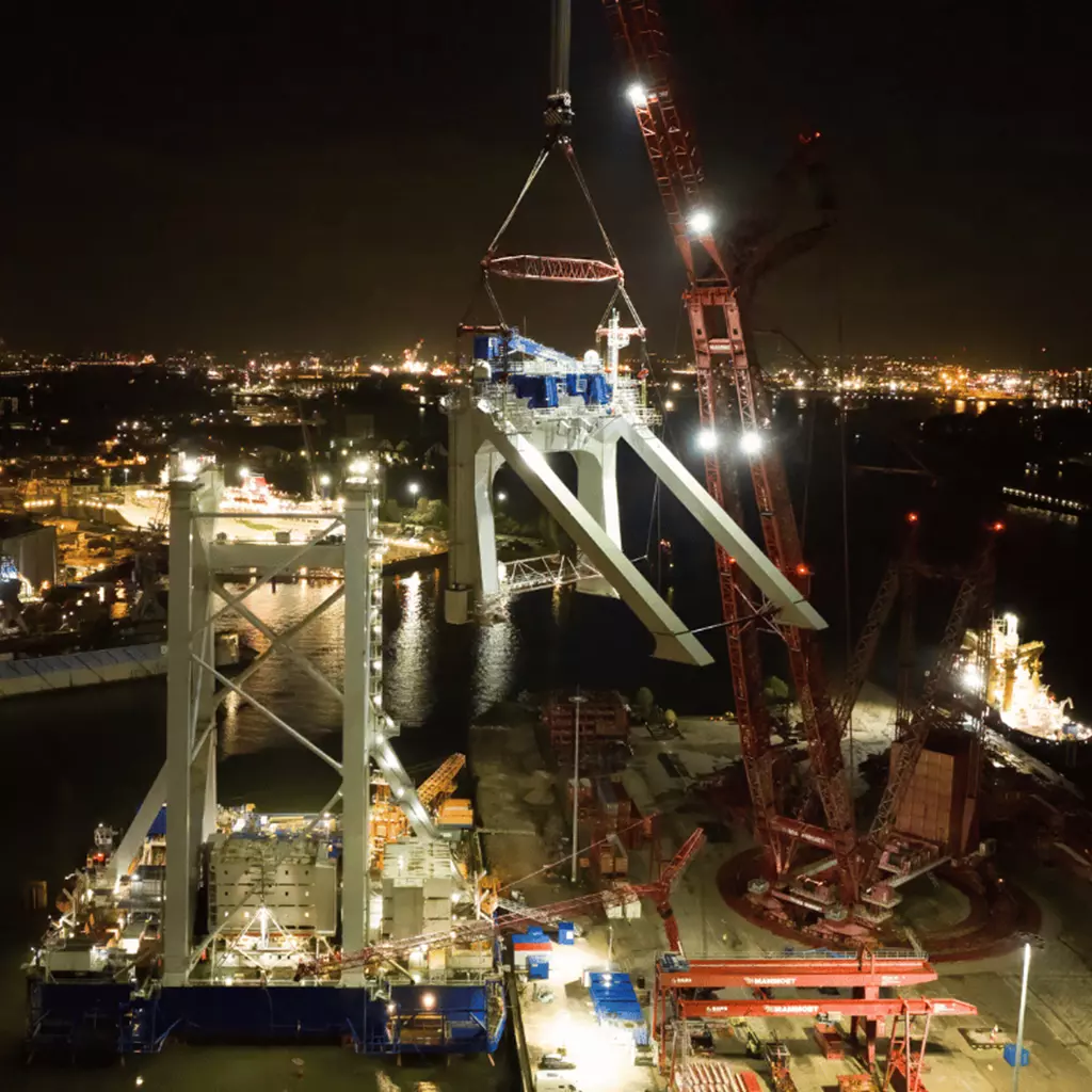 A-Frame installation enhances offshore wind vessel capability | Mammoet ...